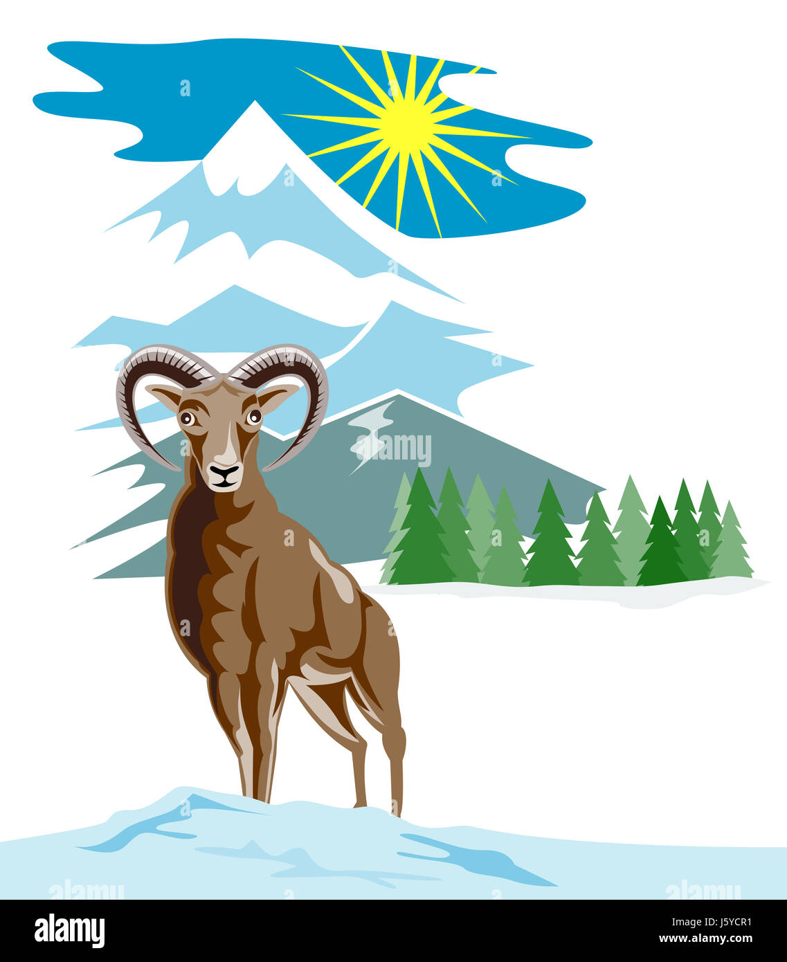 wild goat buck sheep wildlife antelope hart stag tree trees animal ...