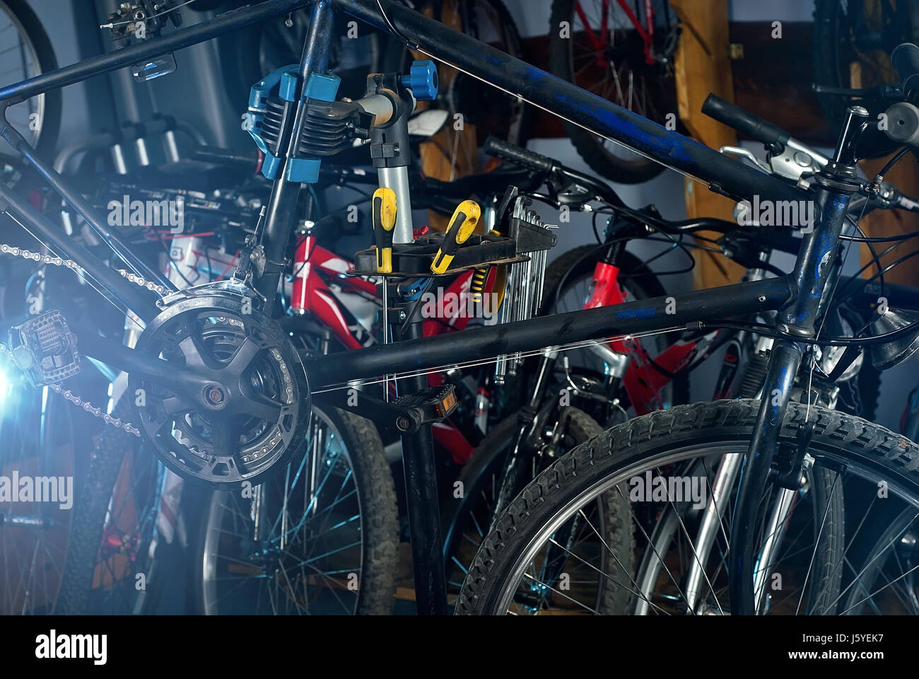 Master bike repairs workshop in their own hands Stock Photo - Alamy