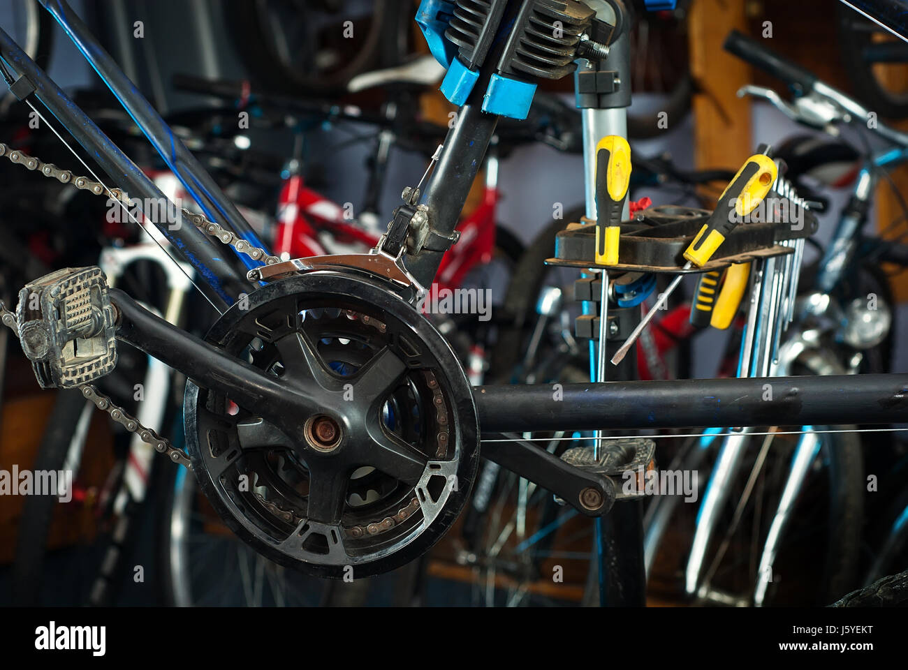 Master bike repairs workshop in their own hands Stock Photo - Alamy