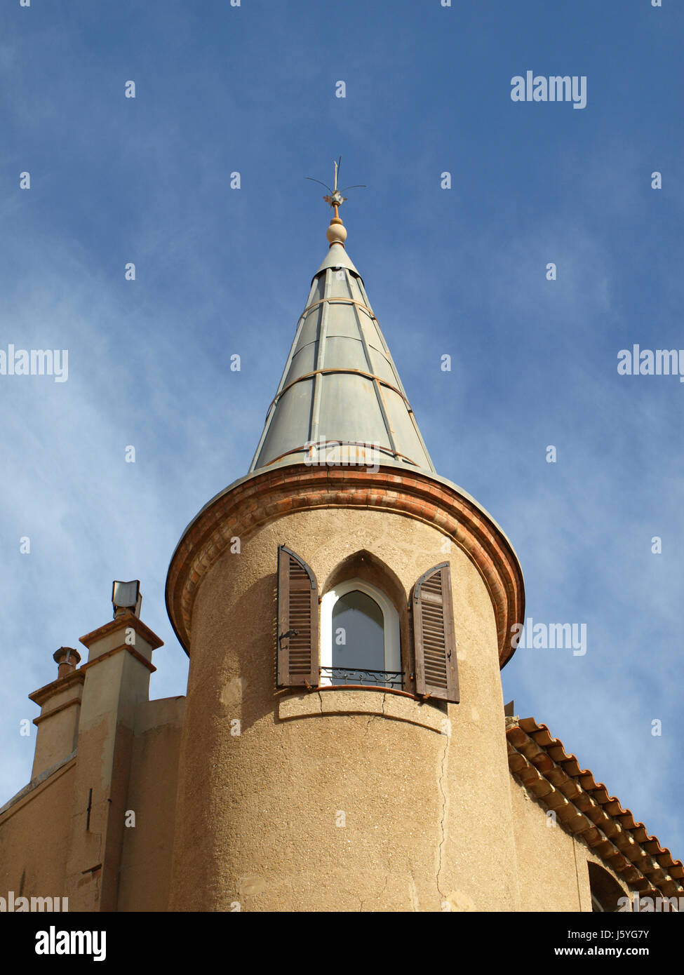 house building tower Provence medieval ancient blue house building ...