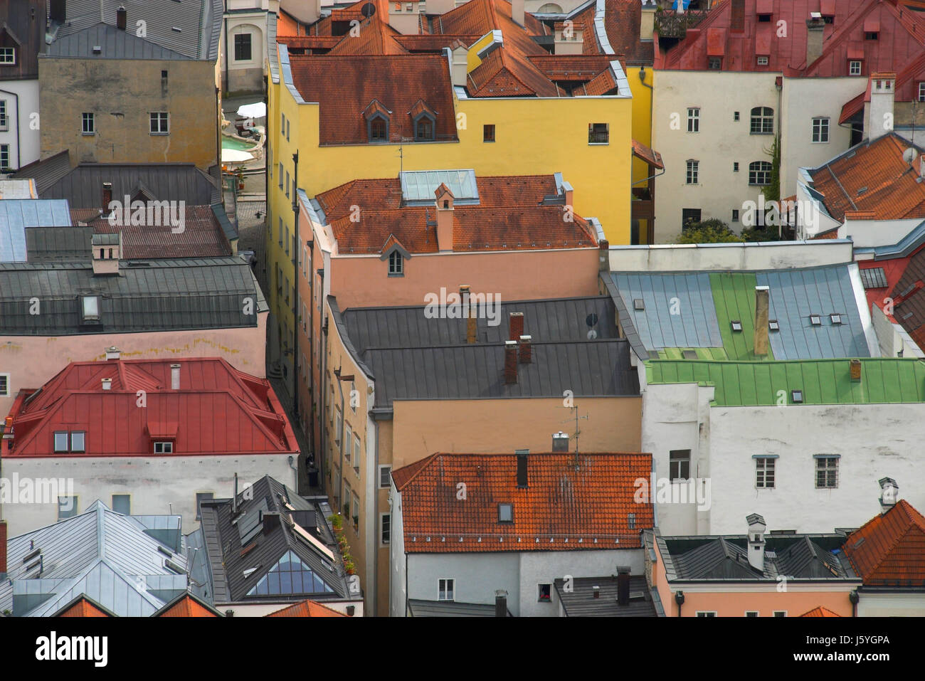 house building city town flat roof rooftop house building aerial ...