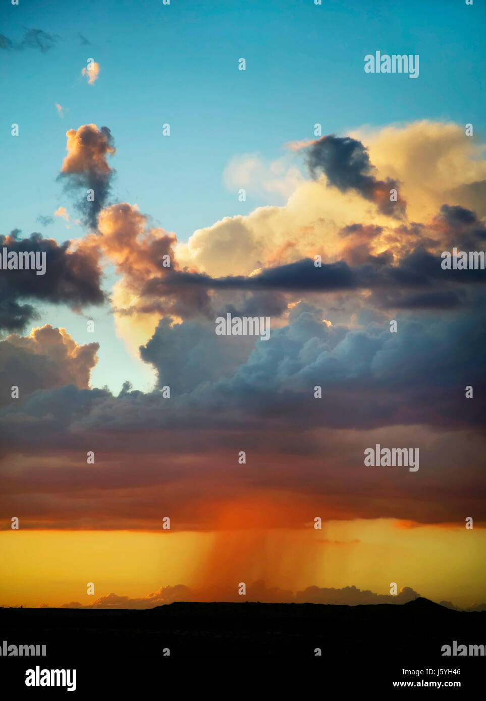 horizon sunset distance cloudy storm clouds downpour rain gale raining ...