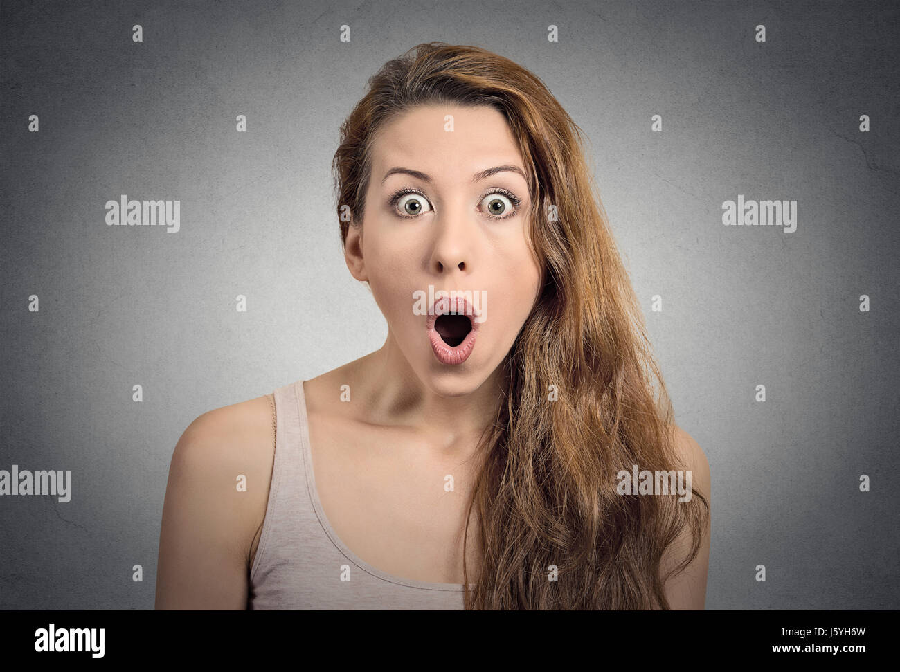 Surprise Astonished Woman Closeup Portrait Woman Looking Surprised In