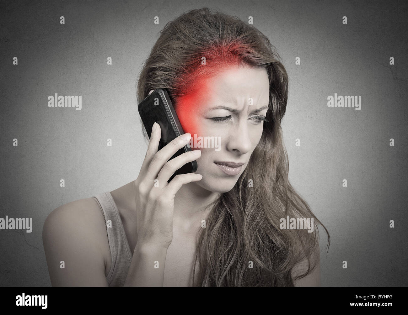 Girl On The Phone With Headache Upset Unhappy Female Talking On Phone