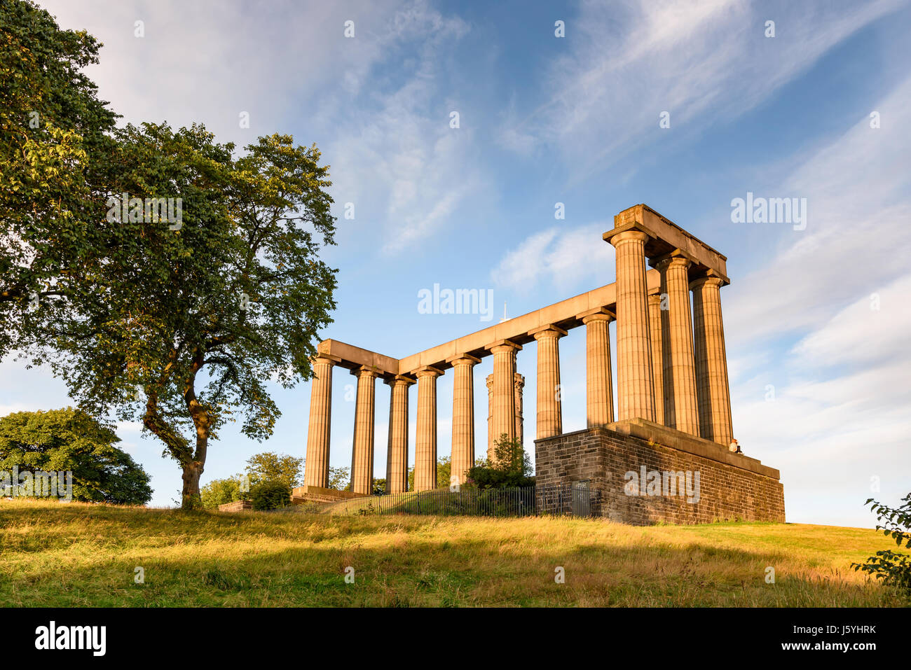 Roman ruins on top of Calton hill in Edinburgh, Scotland Stock Photo ...