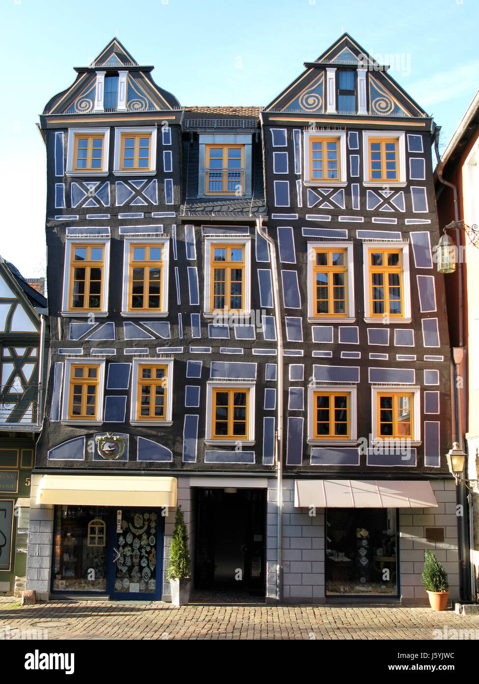 house building historical old town frame-work crooked warped ...
