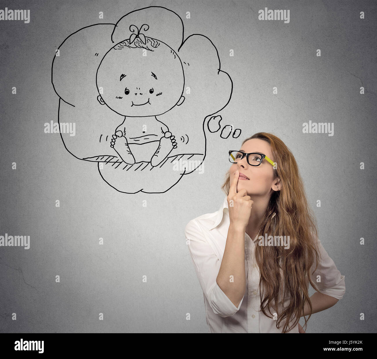 Kid glasses thinking white background hi-res stock photography and ...