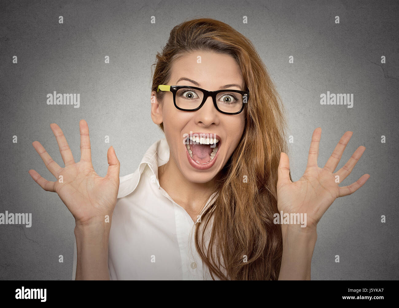 super excited funky young girl looking thrilled very happy isolated on ...