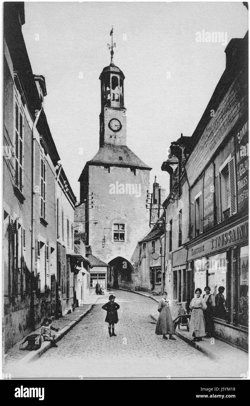 Rue de la Prison with Prison Tower in Background, Vierzon, France, 1910 ...