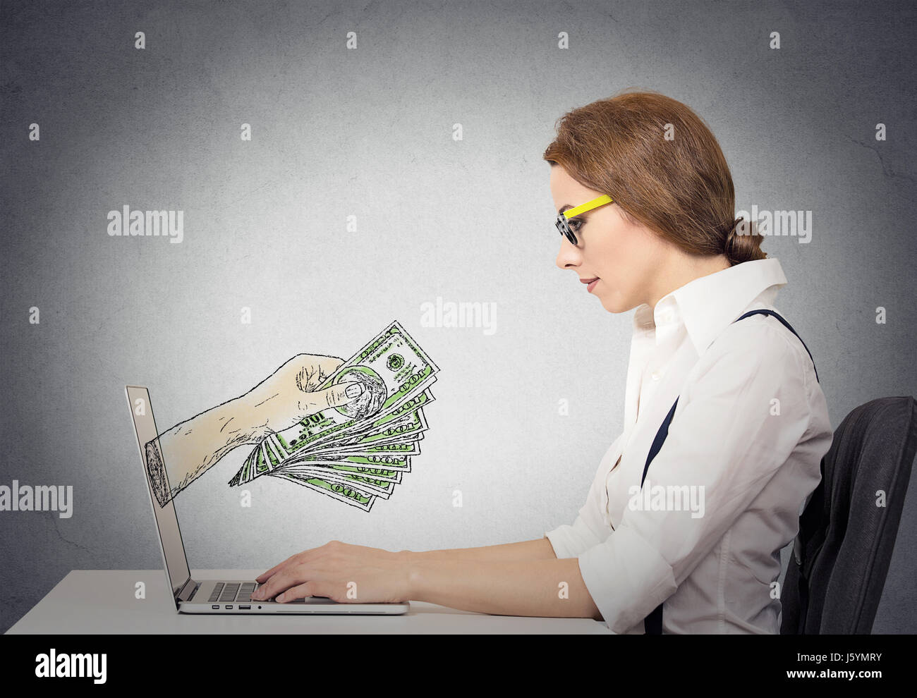 Hand coming out of computer hi-res stock photography and images - Alamy