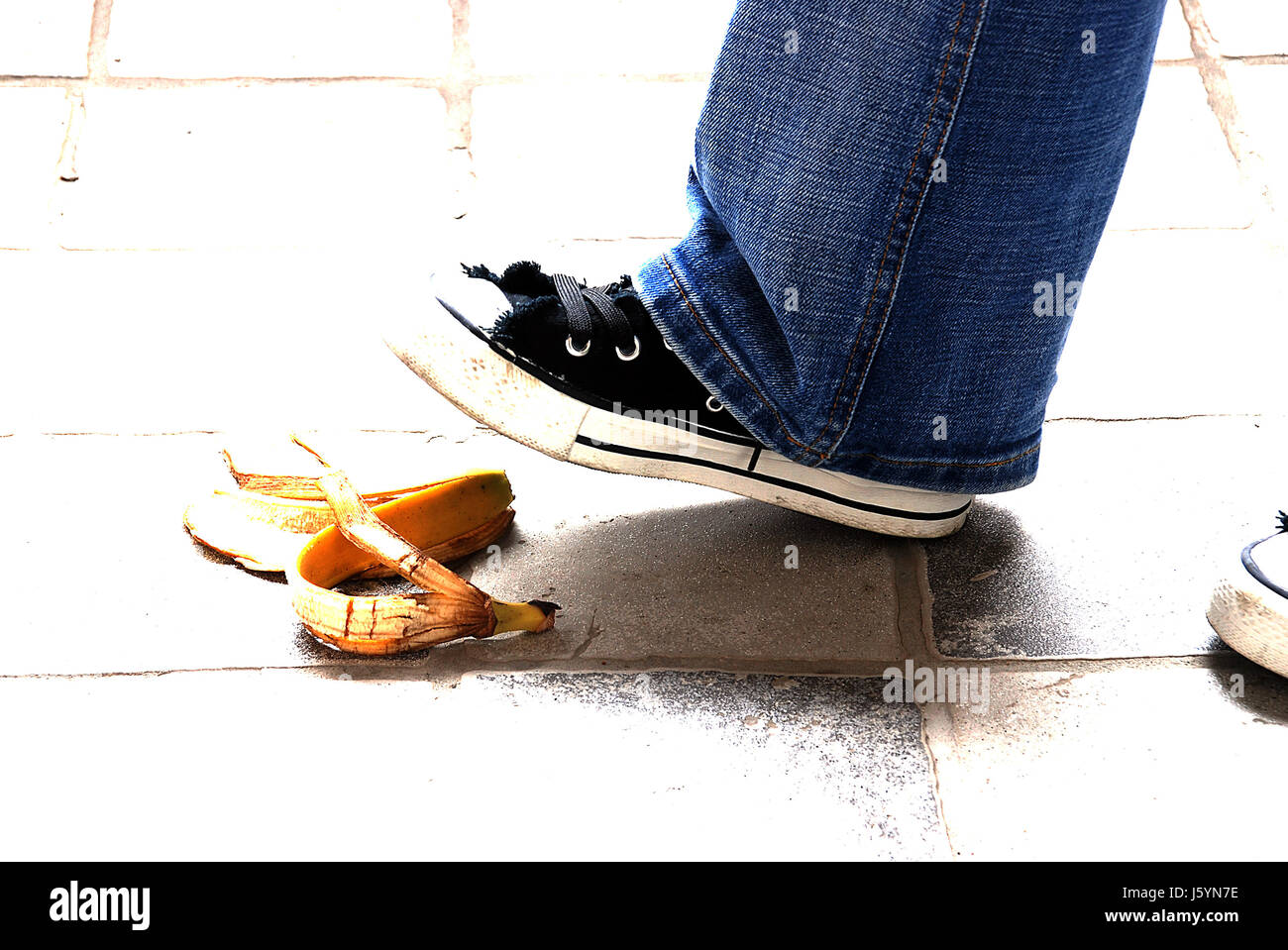 foot stumble banana peel danger walk go going walking steps step foot ...