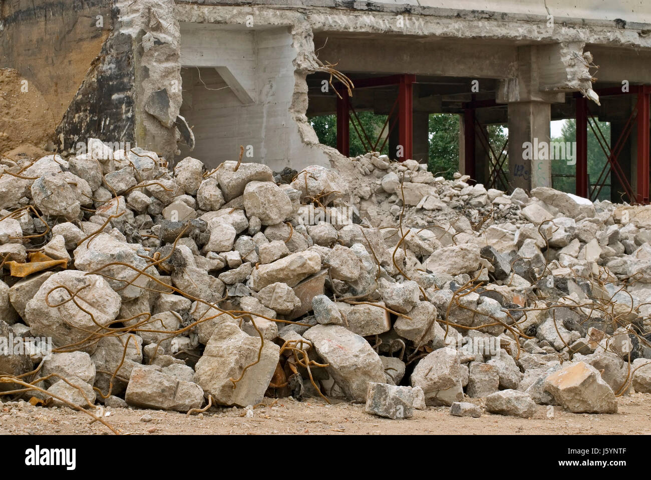 debris demolition scrapping tear off depart construction site concrete ...