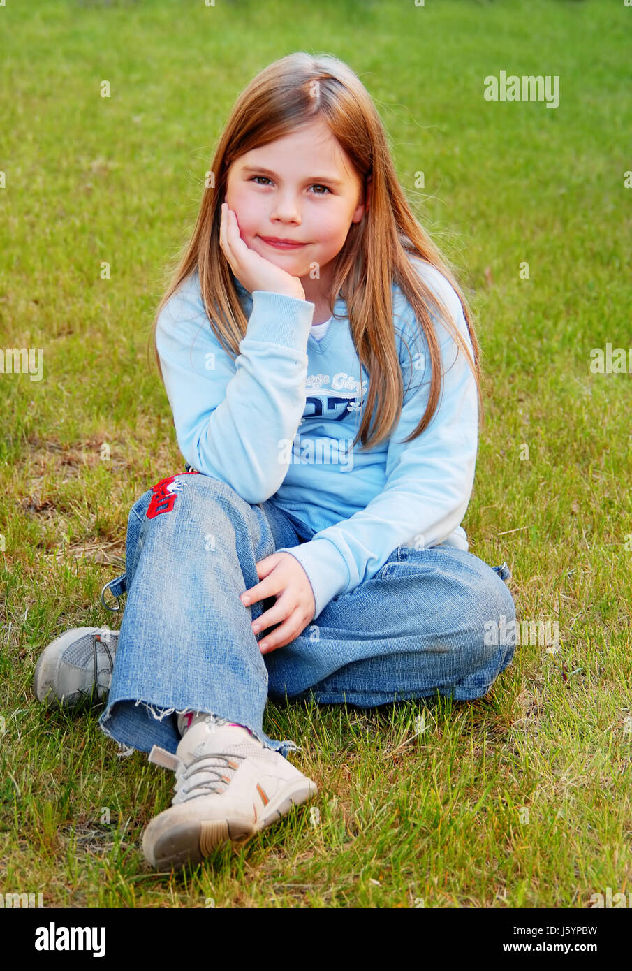 portrait nice friendly kind eight dear schoolchild family member ...