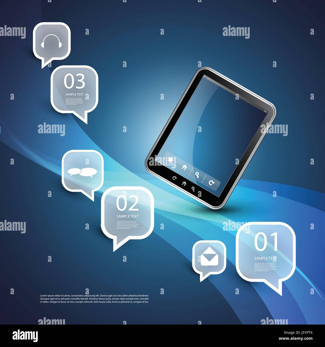 Colorful Numbered Speech Bubbles - Infographic Design with Tablet PC ...