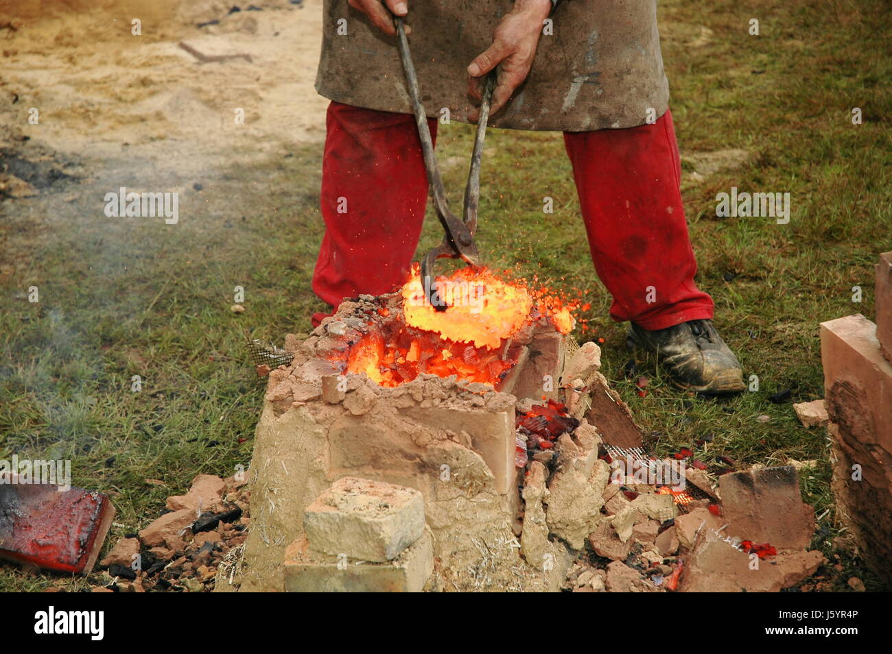 iron fire conflagration smithy forge furnace bloom antique hot iron ...