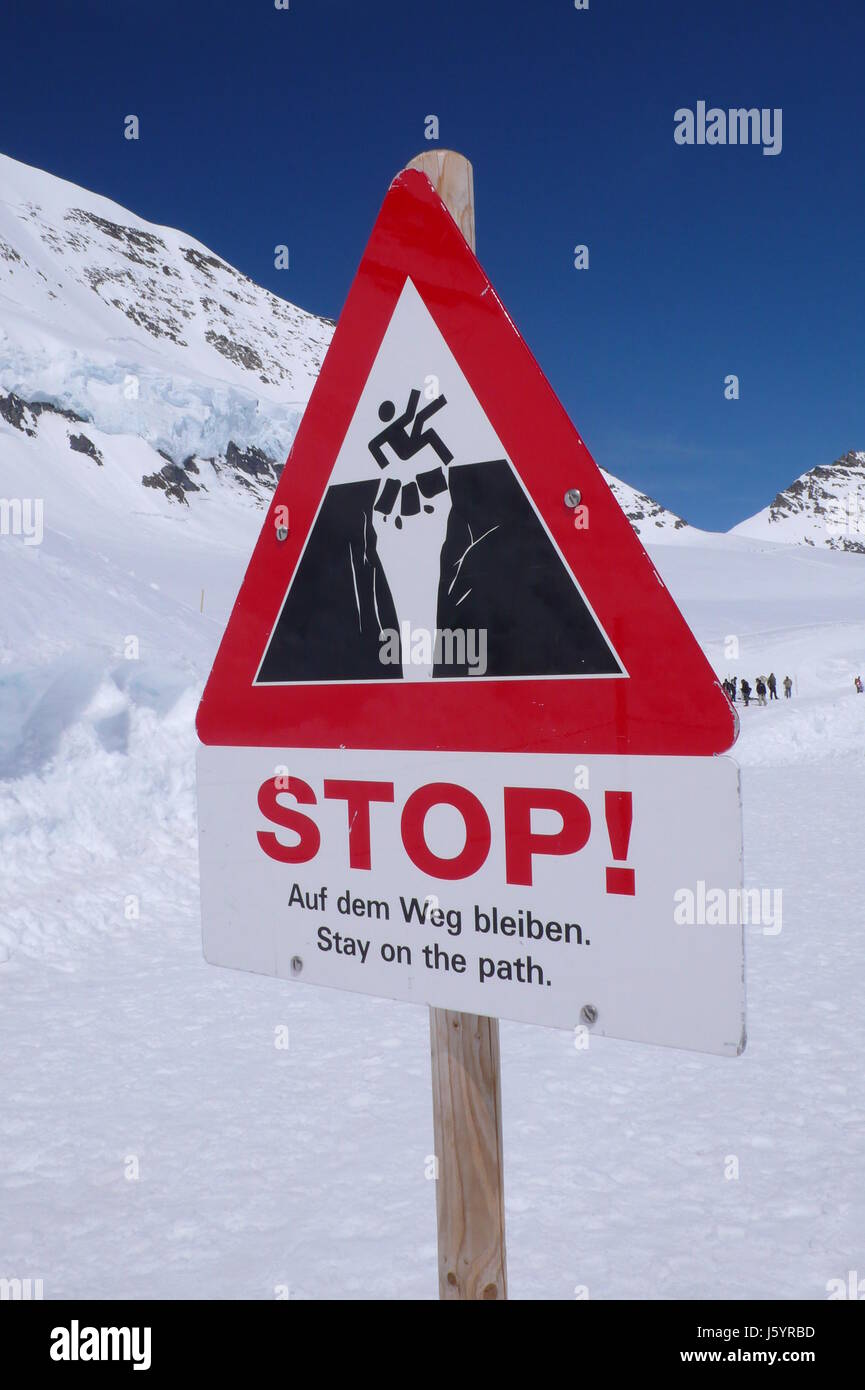 danger caution warning sign column glacier crevasse danger winter ...