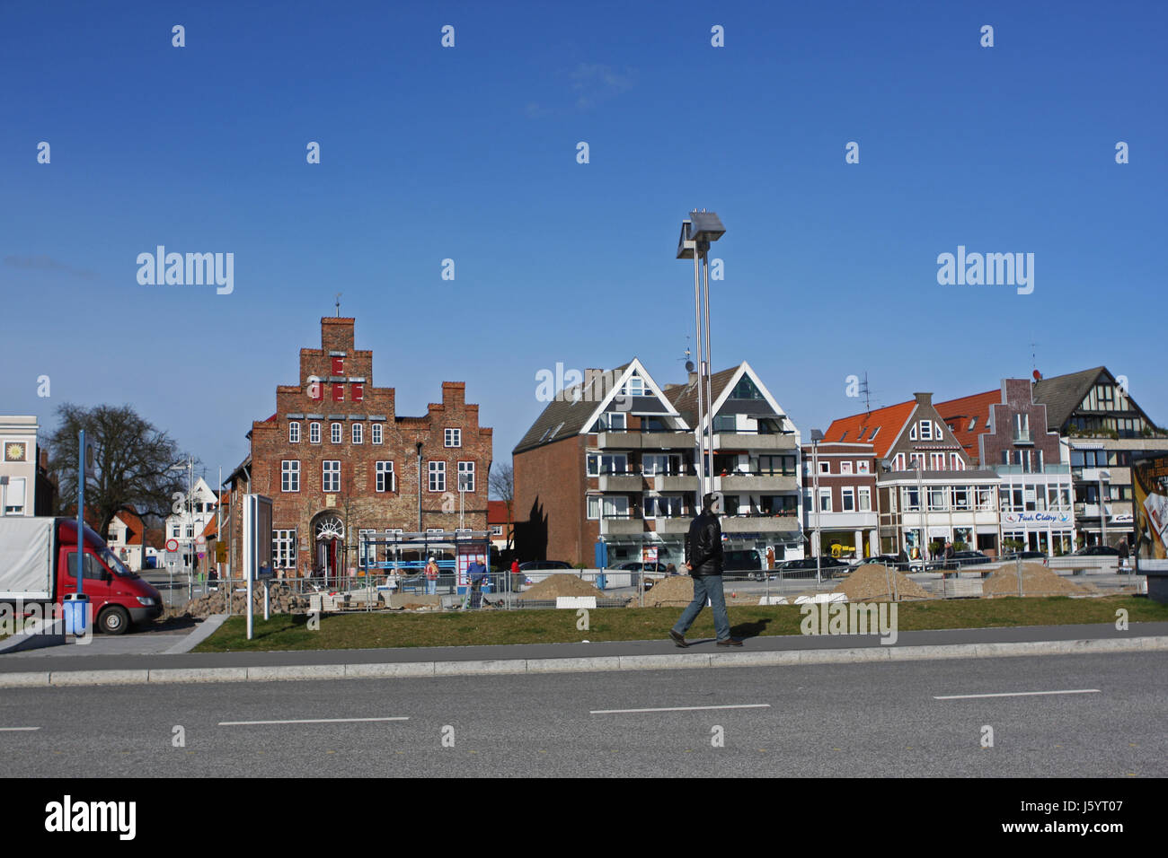 germany german federal republic alone lonely street road empty blue ...