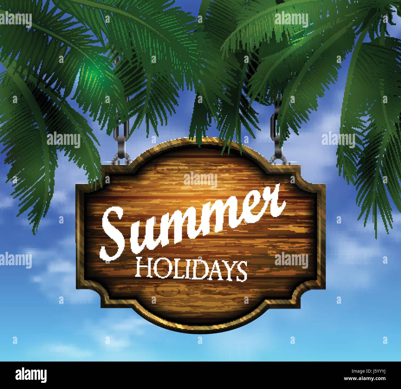 summer wooden sign on tropical beach background Stock Vector Image ...