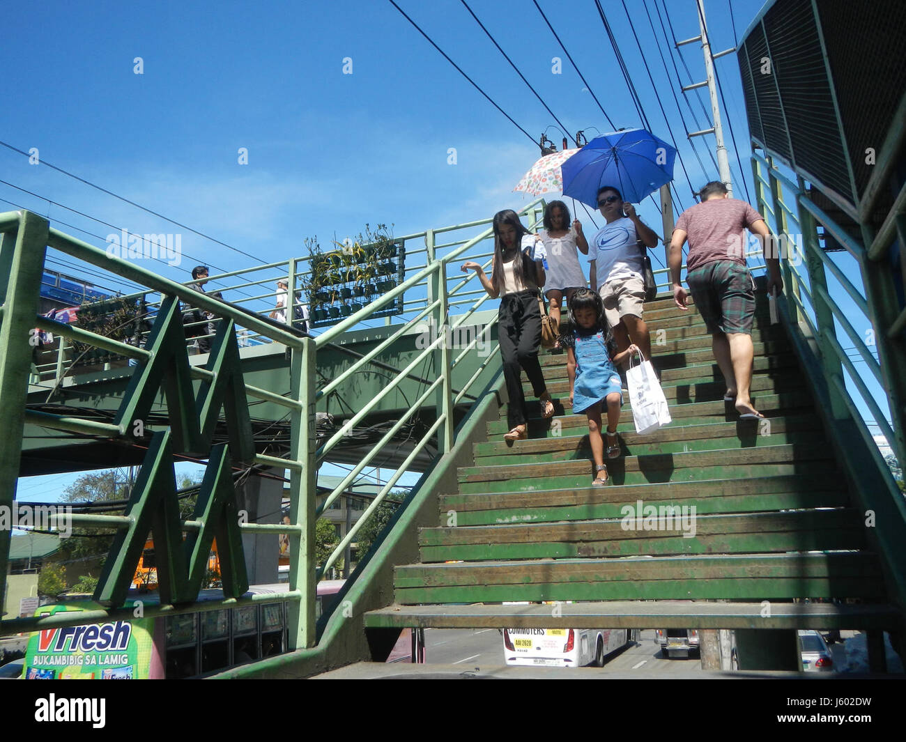 The Katipunan Footbridge connects EDSA and Bagong Barrio in West ...