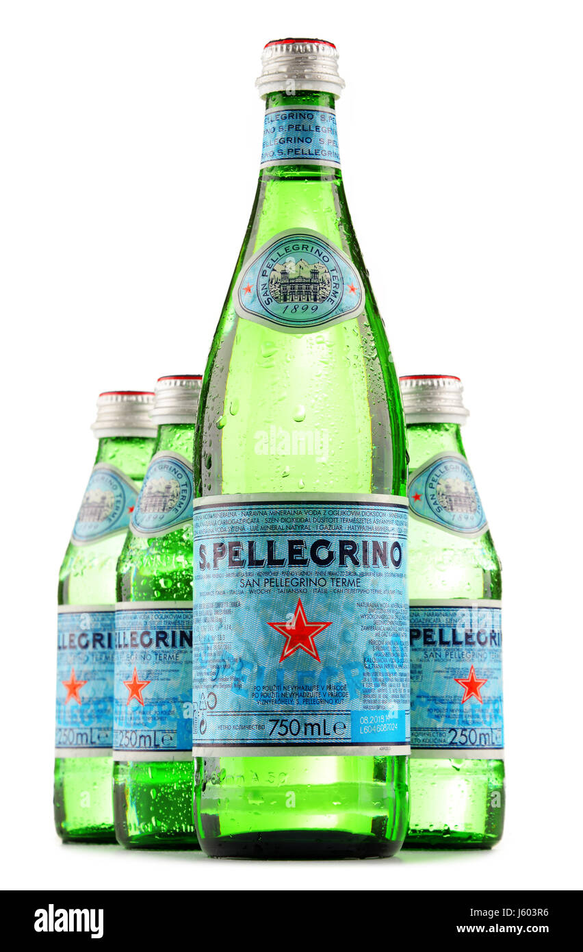 POZNAN, POLAND - JUNE 24, 2016: San Pellegrino is an Italian brand of ...
