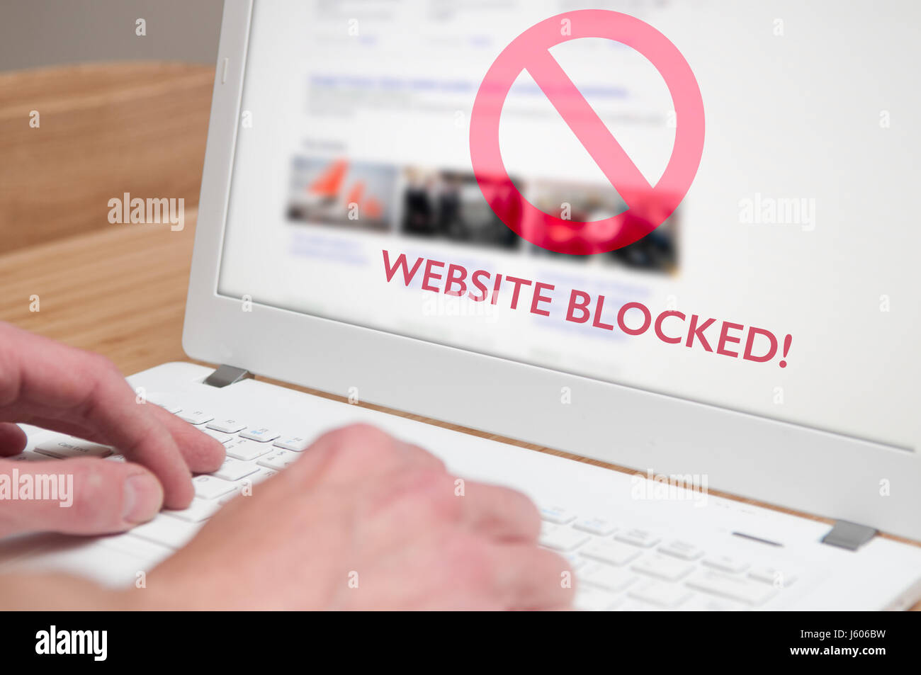 blocked web page icon on a computer screen Stock Photo - Alamy