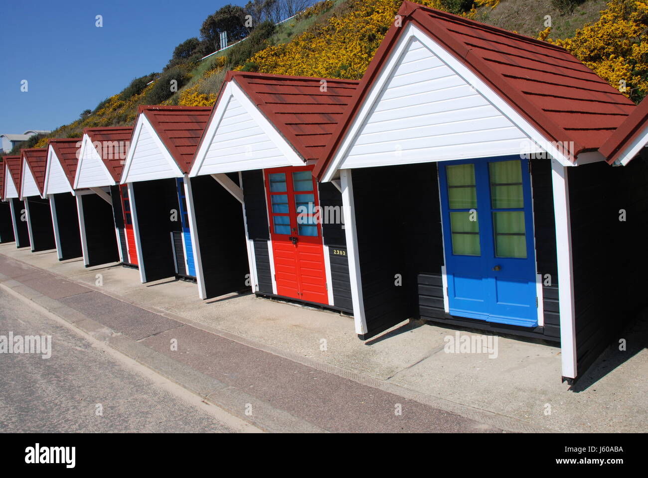 beach seaside the beach seashore huts shed blue holiday vacation ...
