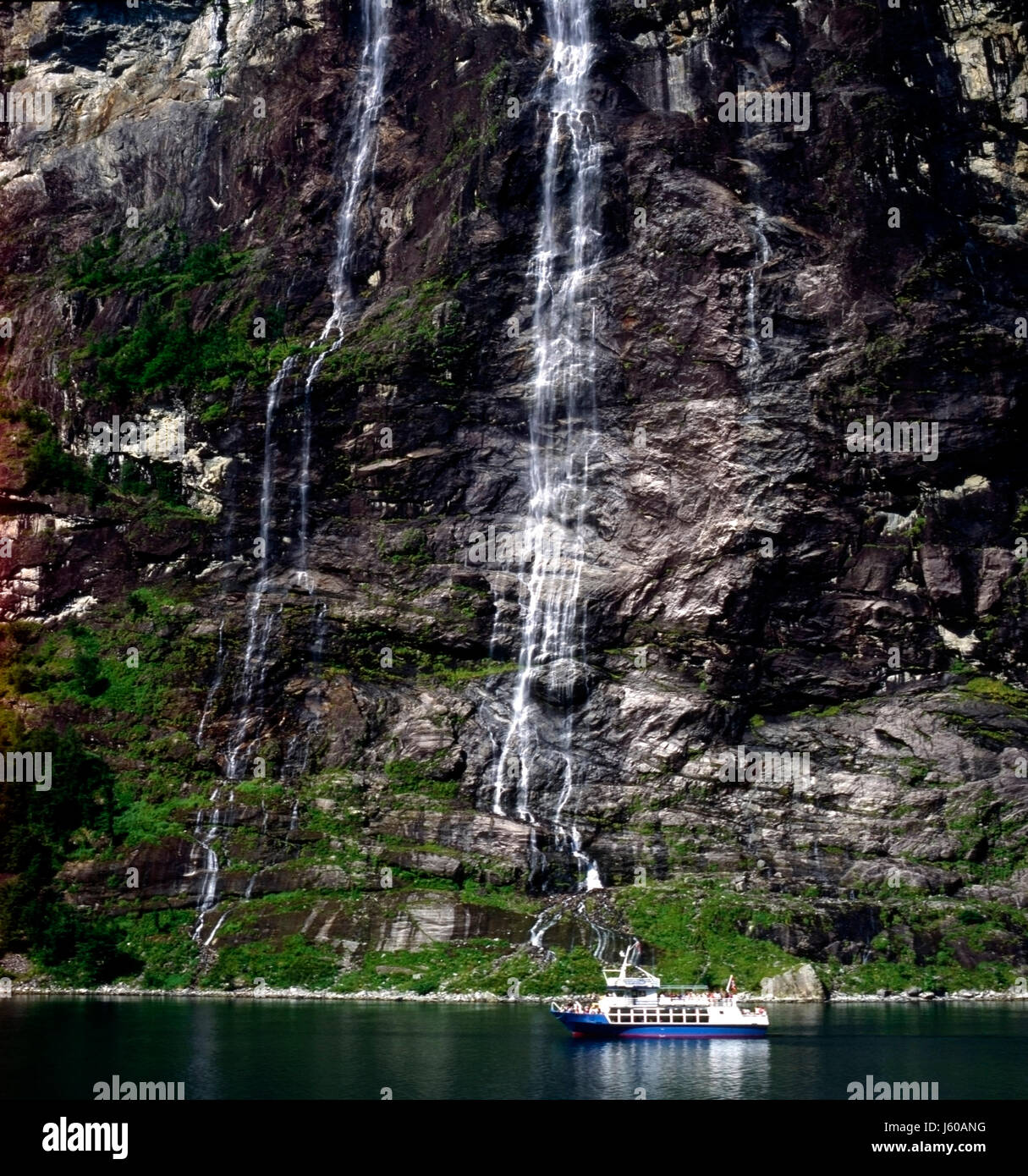 waterfall norway fjord ship sailing boat sailboat rowing boat boat ...