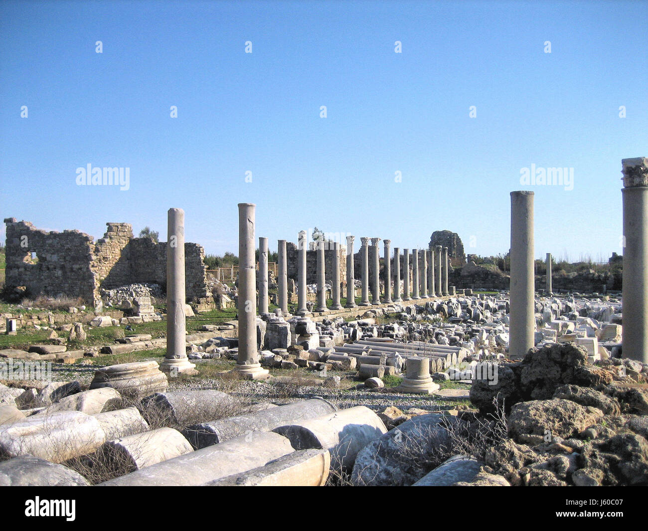 historical antique pillar roman colonnade blue historical antique wall ...