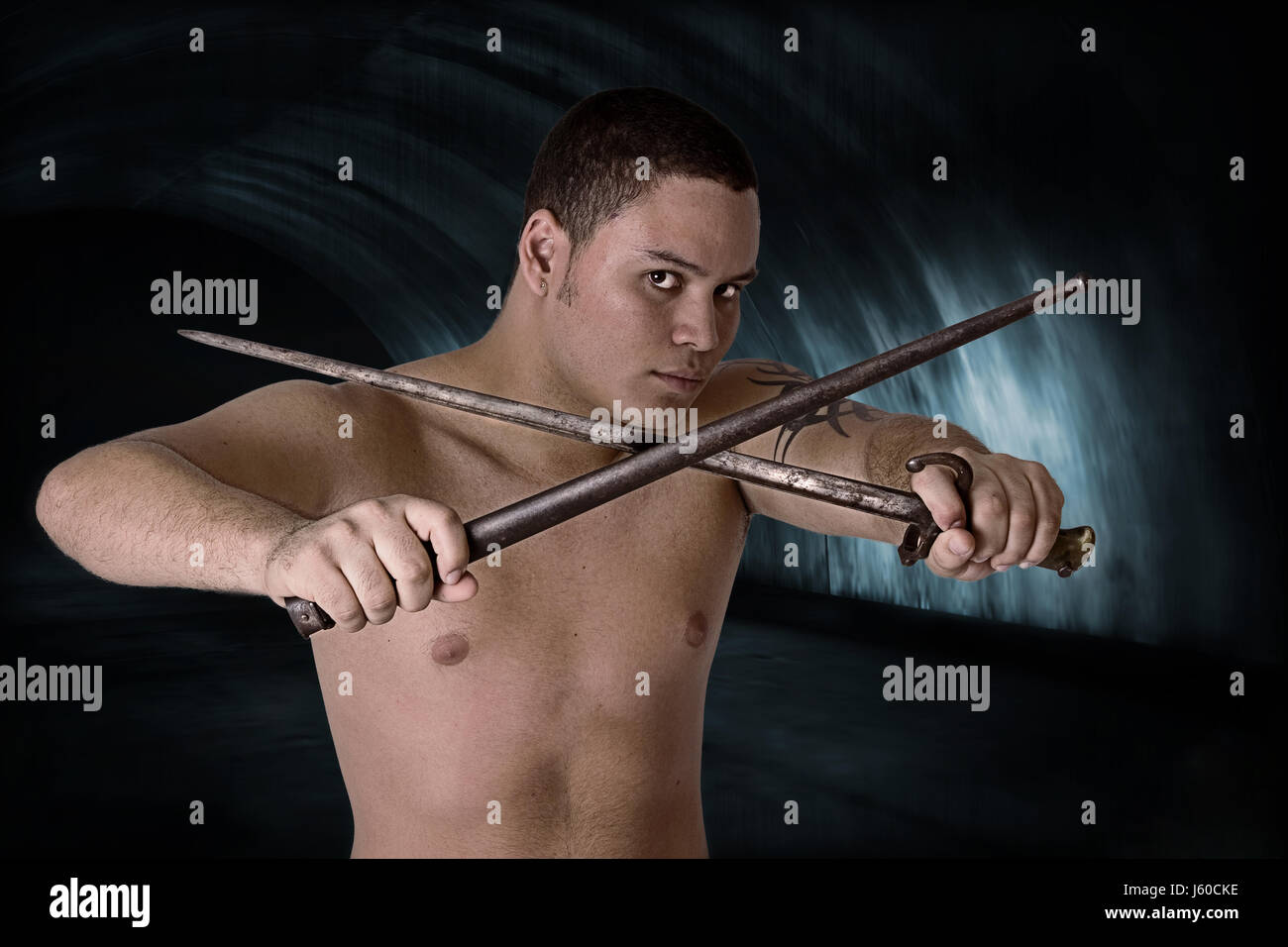 strong upper part of the body tattoo tatoo man muscular sinewy guy ...