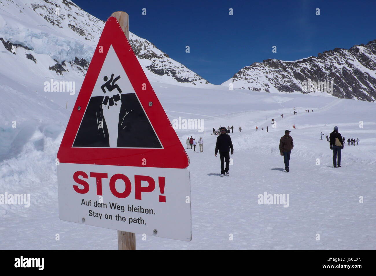 danger caution warning sign column crevasse danger winter caution ...