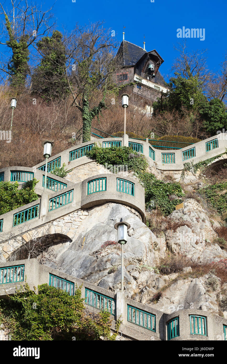 Tourists visiting Schlossberg (Castle Hill), mountain in Graz, part of ... Tourists visiting Schlossberg (Castle Hill), mountain in Graz, part of ...