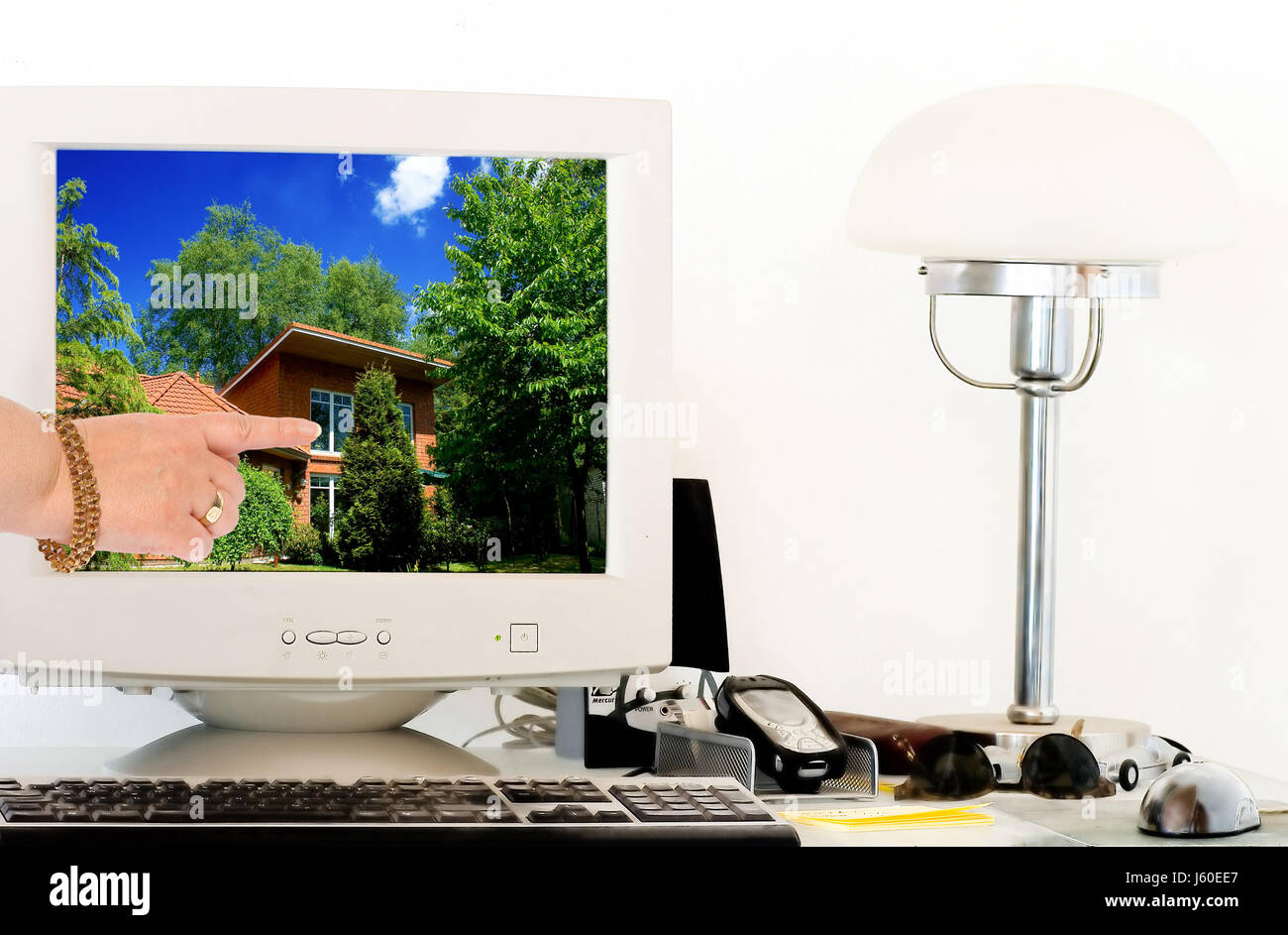 house building indicate show hand PC computers computer monitor screen ...