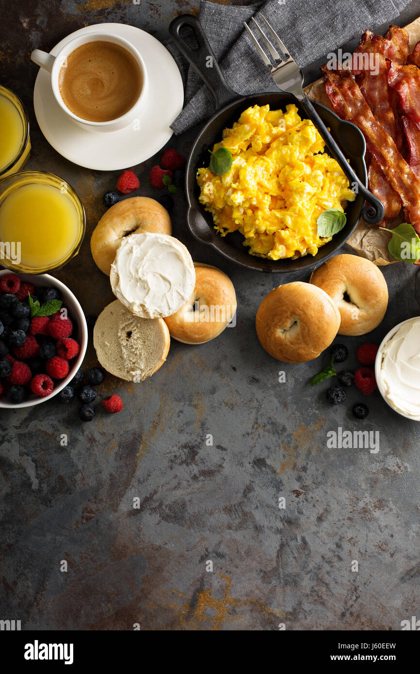 Big breakfast with bacon and scrambled eggs Stock Photo - Alamy