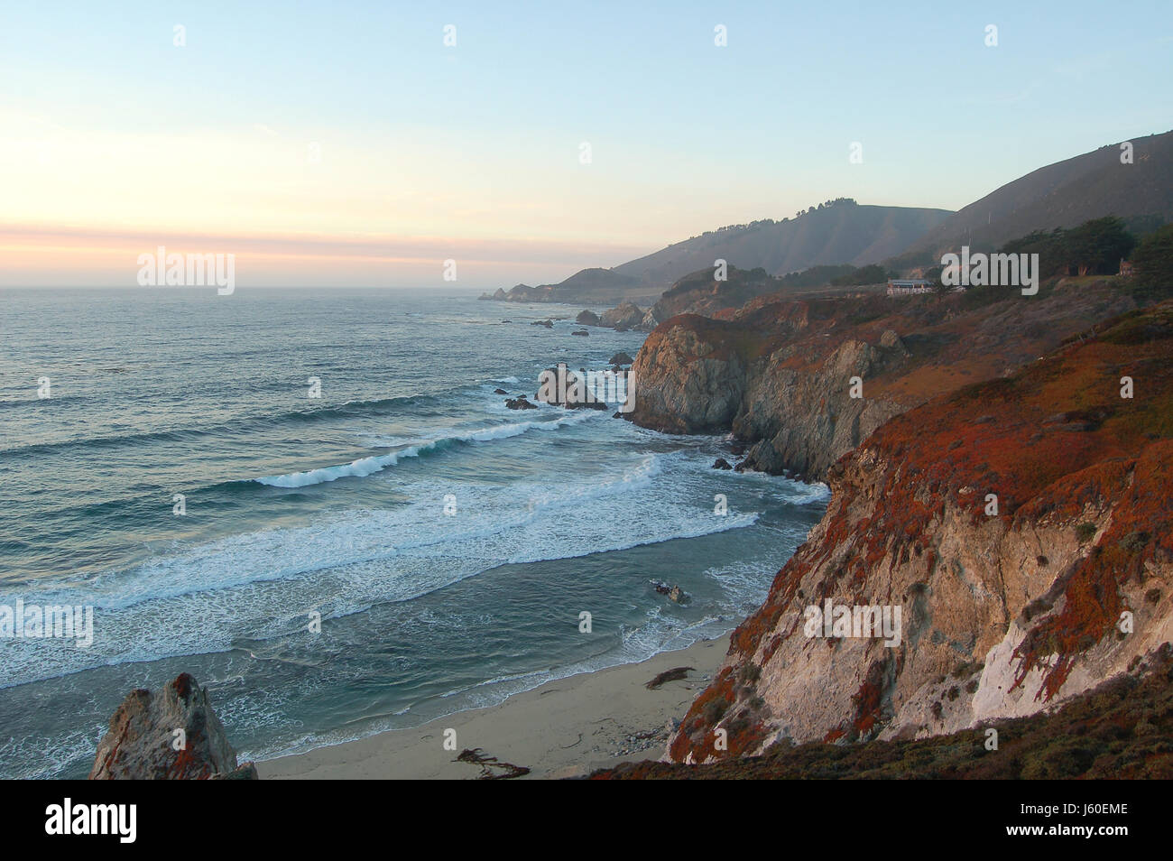 sunset beach seaside the beach seashore rock california america coast ...