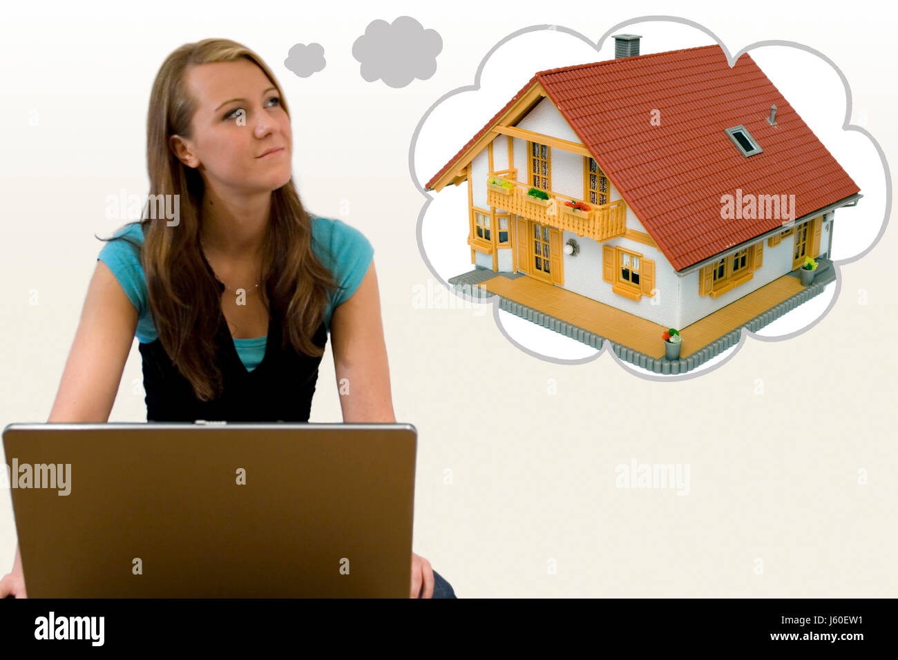 woman house building laptop notebook computers computer real estate ...
