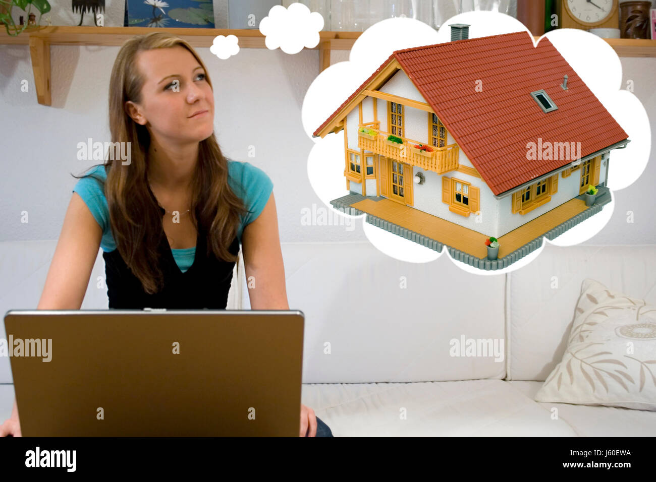 woman house building laptop notebook computers computer real estate ...