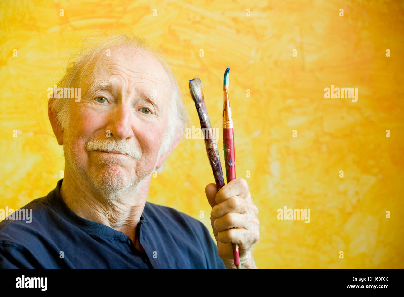 brush creative eccentric artist painter paintbrush brushing man senior ...