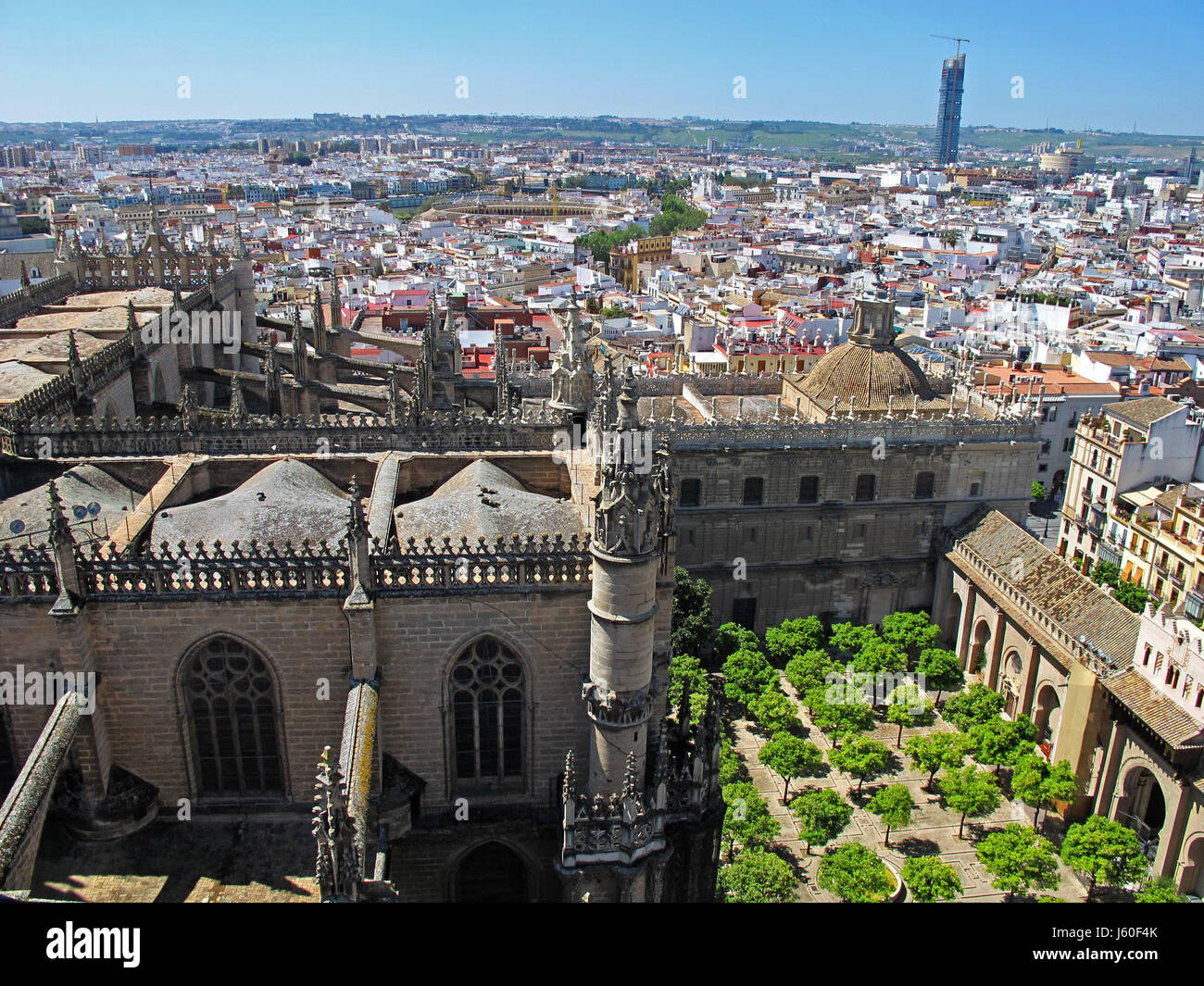 The roof of the cathedral as seen from the Giralda tower, Seville ...