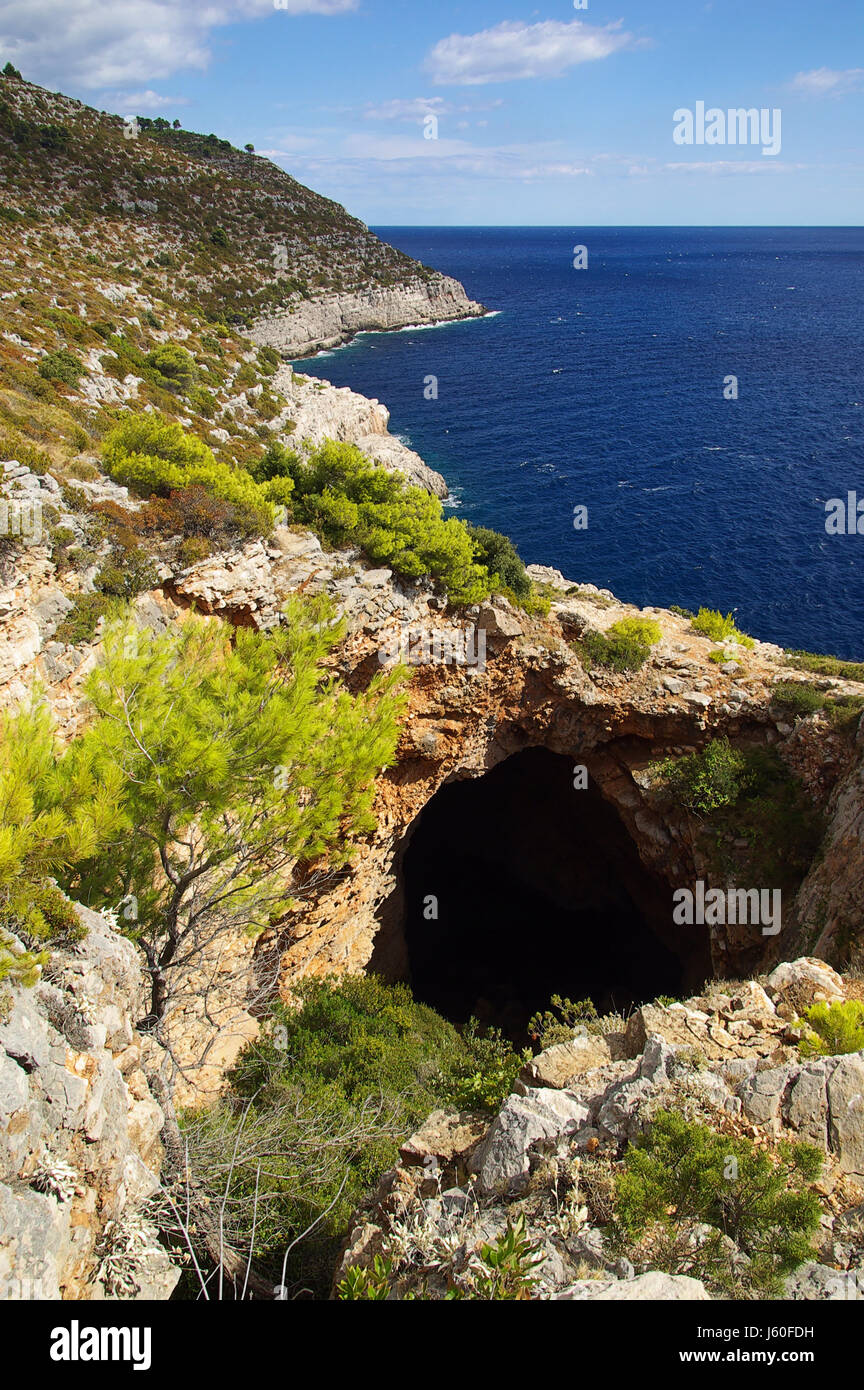 cave croatia grotto dalmatia isle island blue stone cave water ...