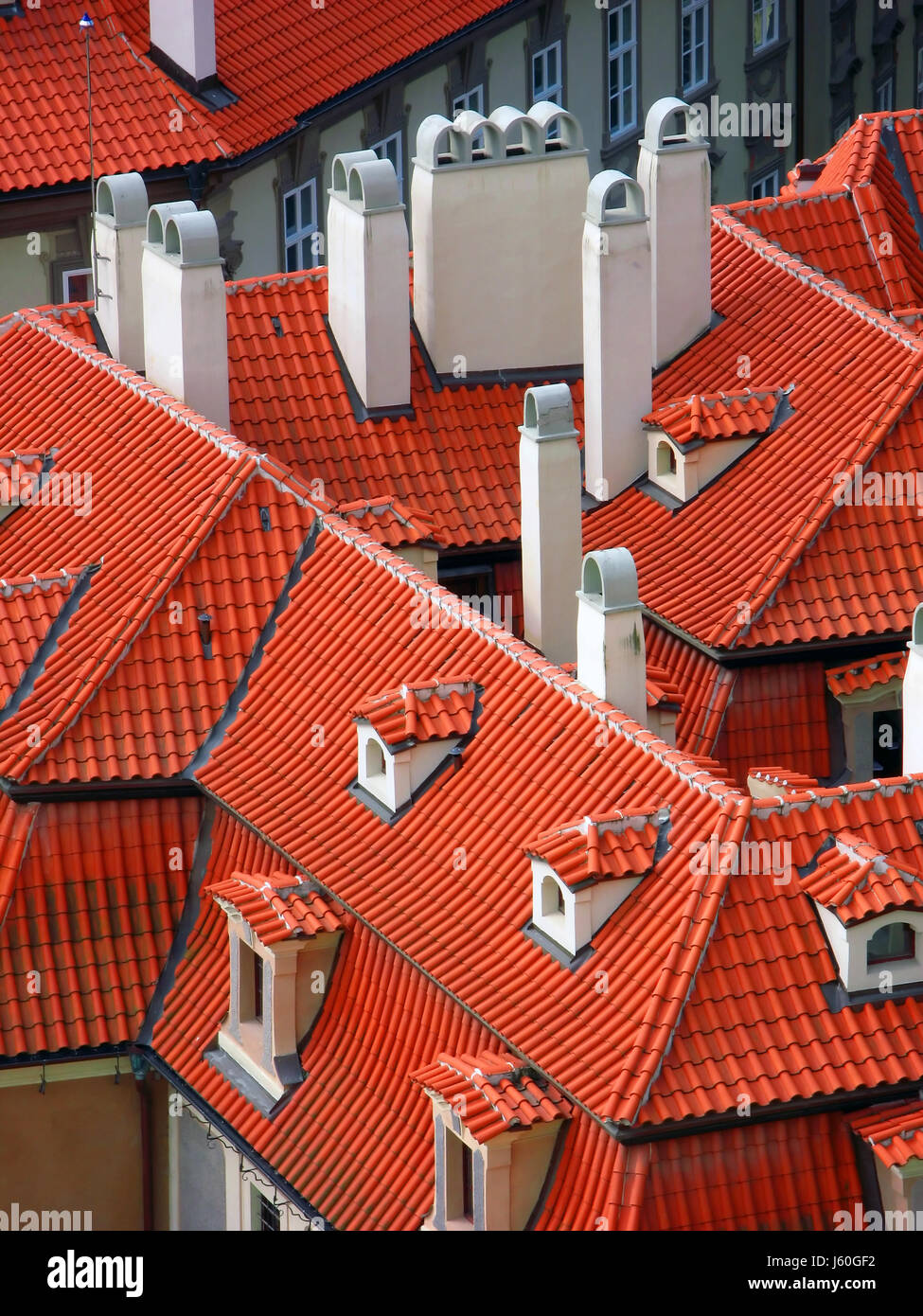 prague old chimney drainpipe chimney-flue red building house building ...