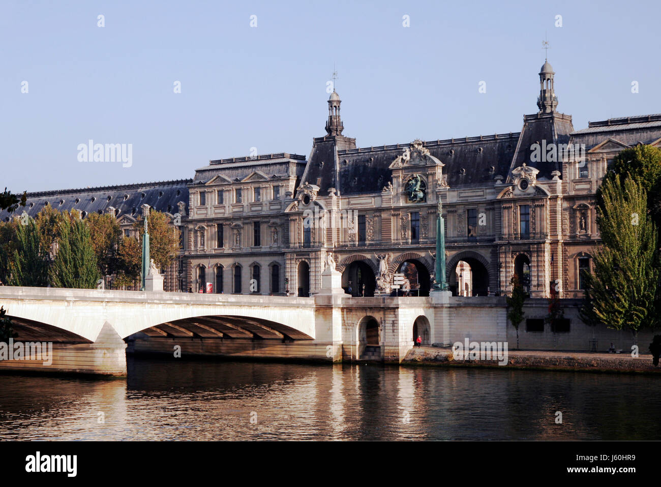 travel bridge paris france seine french building river water blue house ...