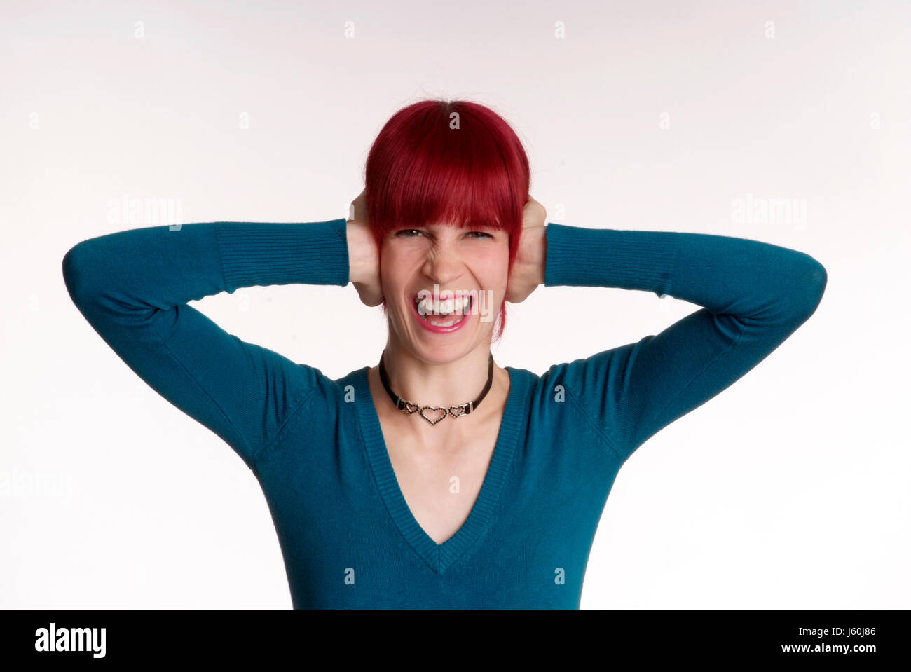 Woman keep shut ear hi-res stock photography and images - Alamy