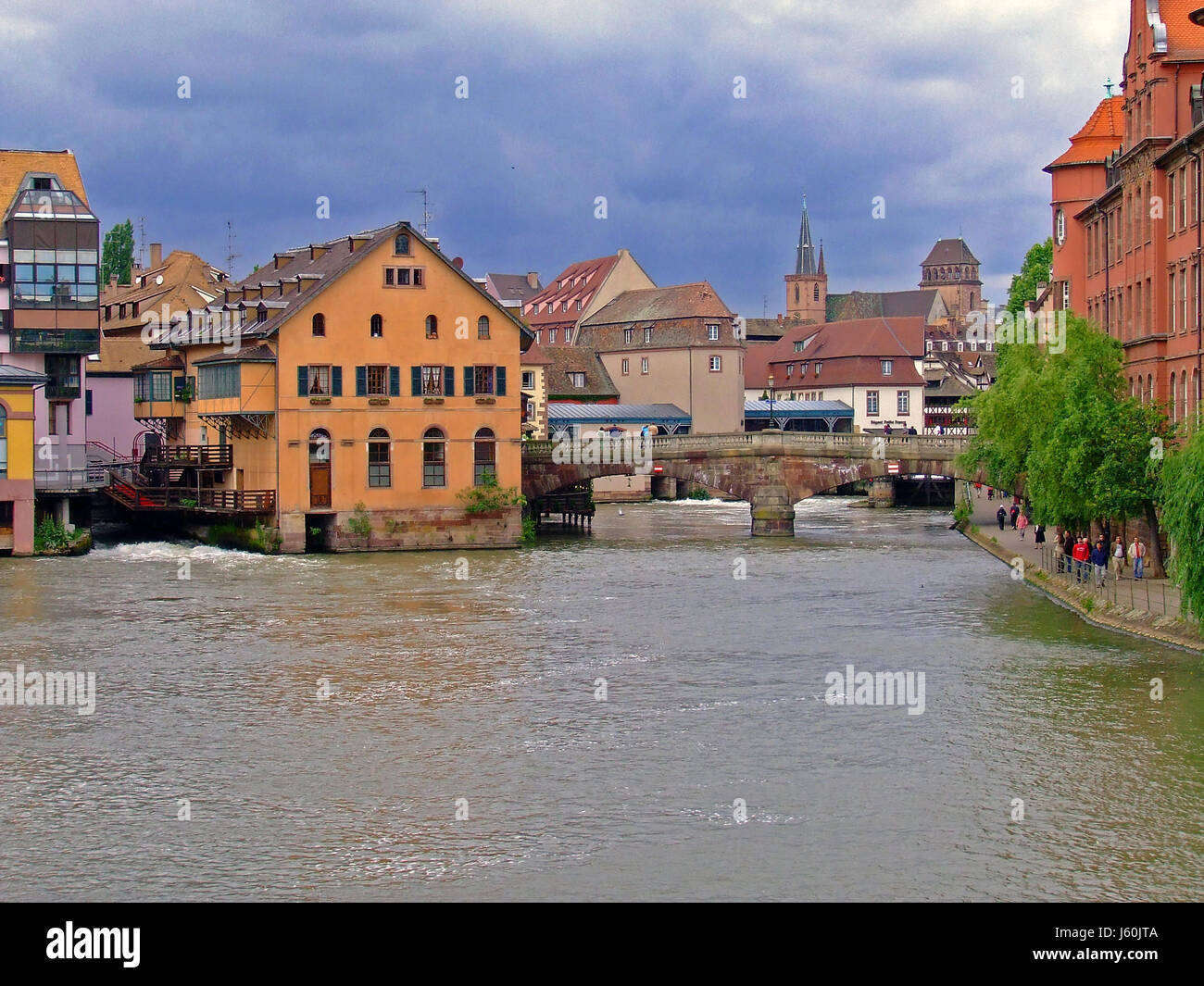 city town waters bridge france strasbourg scenery countryside nature ...