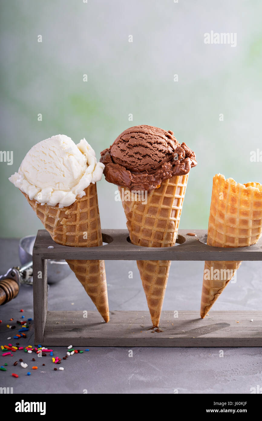 Variety of ice cream cones Stock Photo - Alamy
