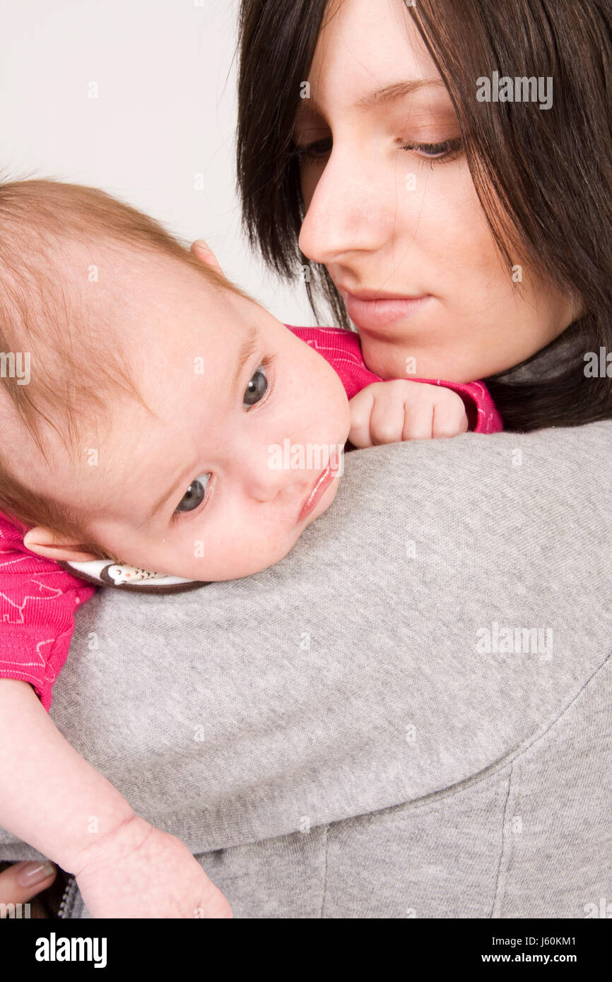 baby tired mother mom ma mommy young younger woman female small tiny ...