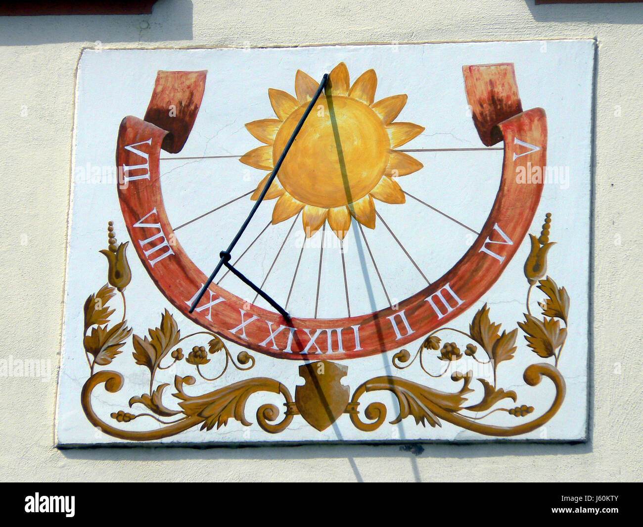 sun dial house wall dial numerics house building window porthole dormer ...