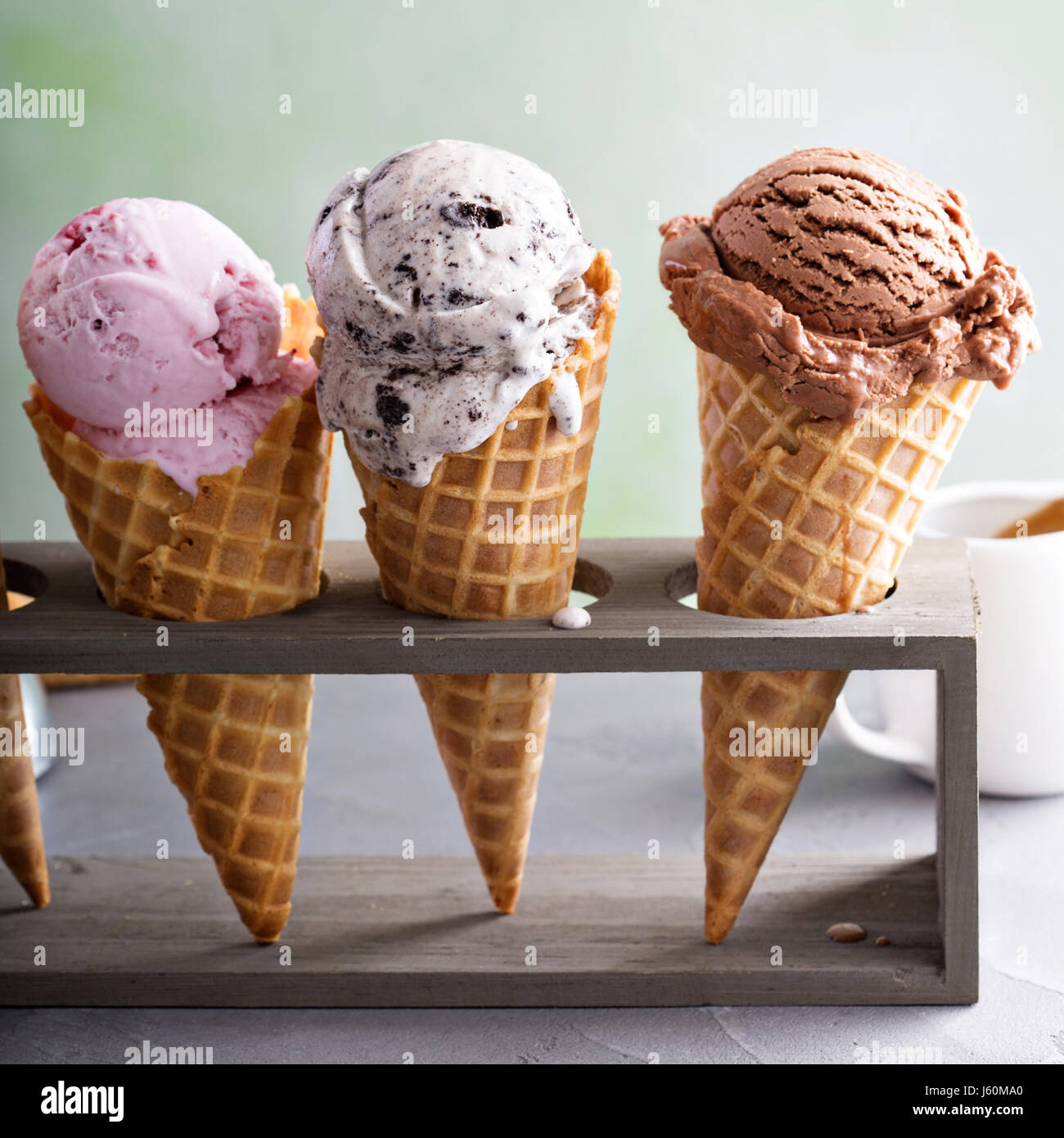Variety of ice cream cones Stock Photo - Alamy