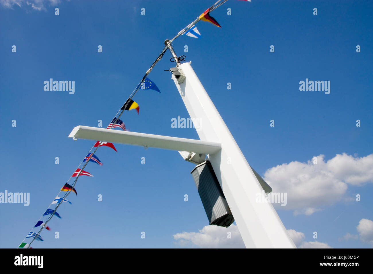 mast flags rigging pennant firmament sky clouds sailing boat sailboat ...