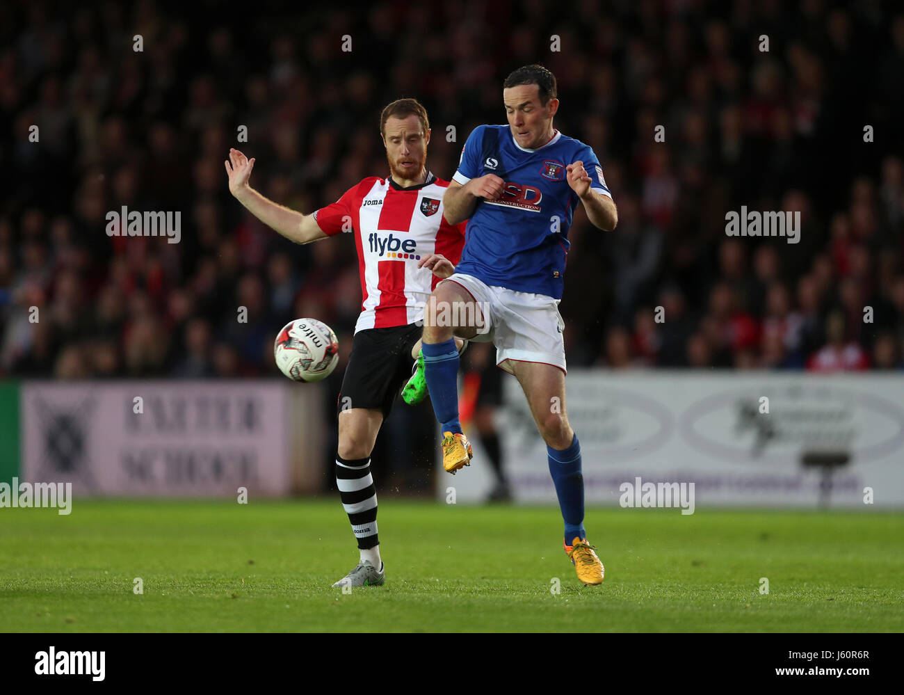 Exeter City's Ryan Harley (left) and Carlisle United's Luke Joyce ...