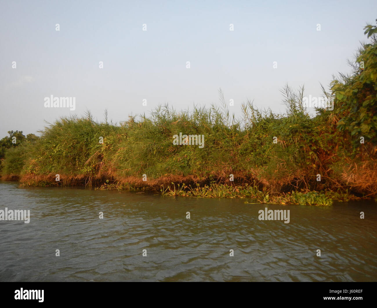 This image captures the riverbanks and rural villages along the ...